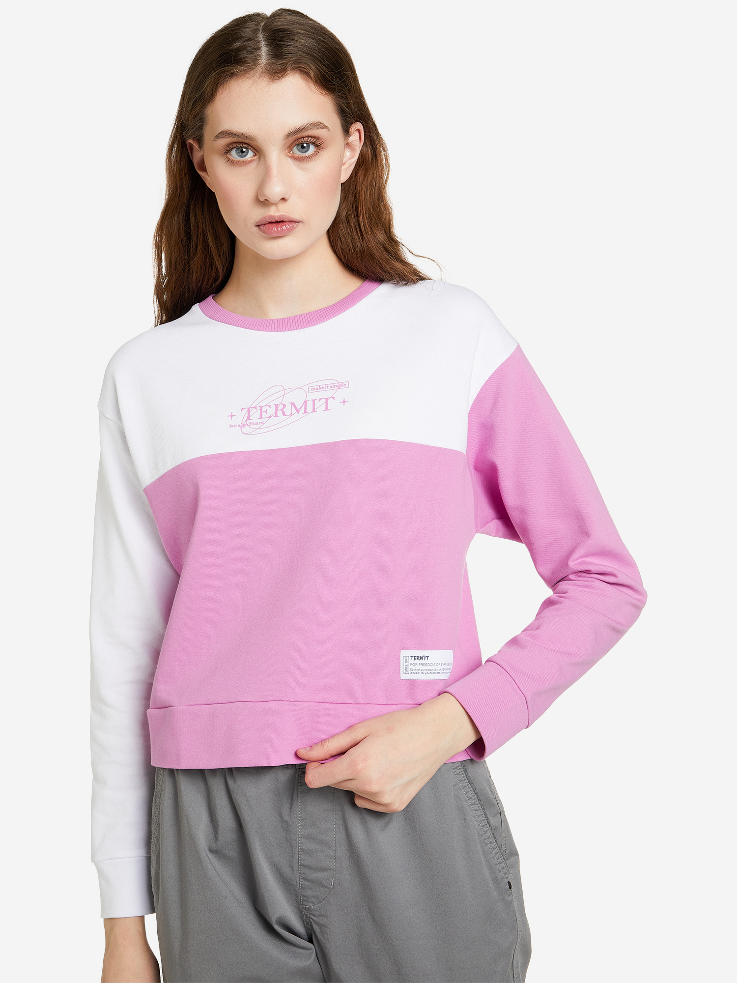 Свитшот женский Termit розовый/белый цвет — купить за 3290 тг со скидкой 70 % в интернет ...