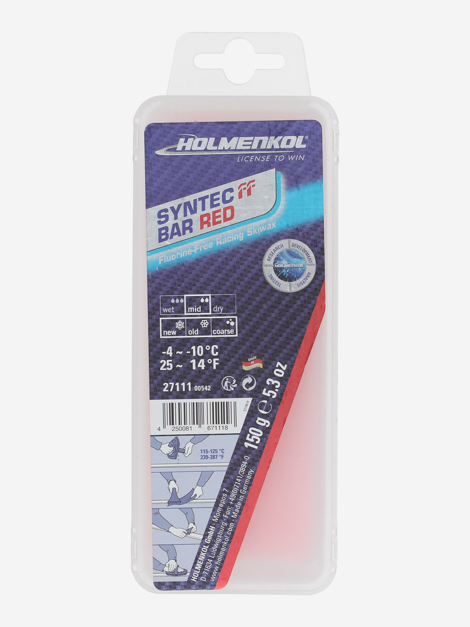 Мазь скольжения Holmenkol Syntec FF, 150 г красный цвет — купить за ...