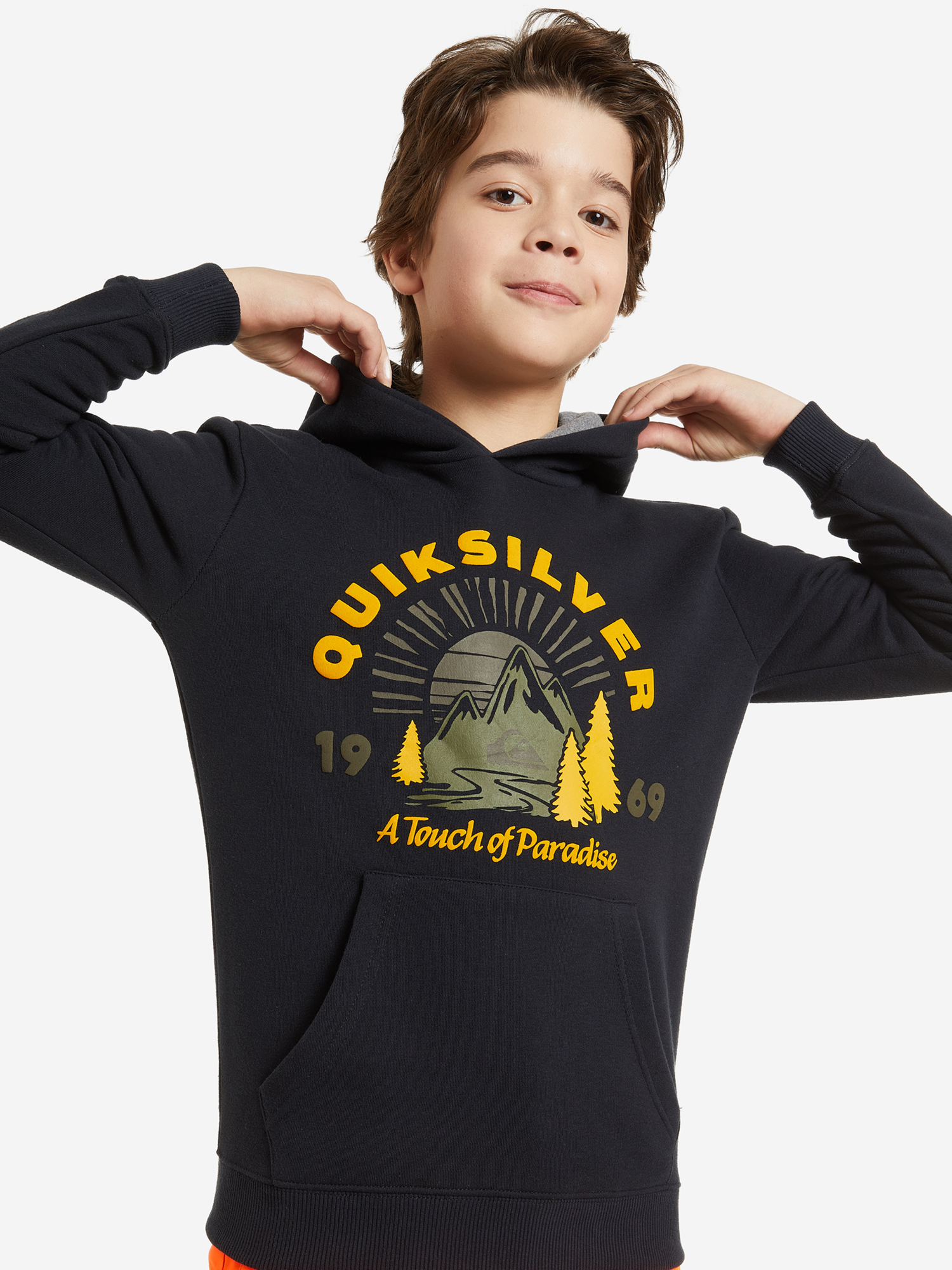 Худи для мальчиков Quiksilver Big Logo Snow черный цвет — купить за ...