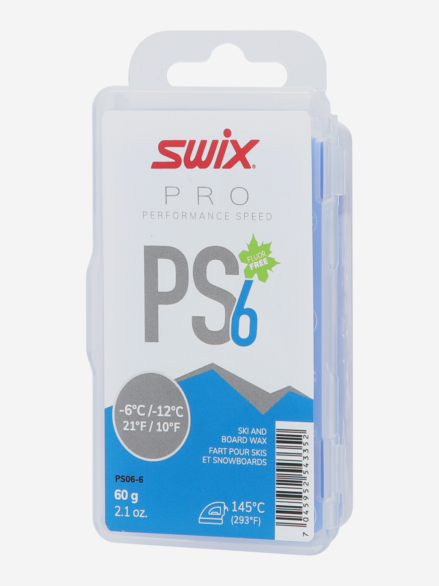 Мазь скольжения твердая Swix PS6 Blue, -6°C/-12°C, 60 г синий цвет ...