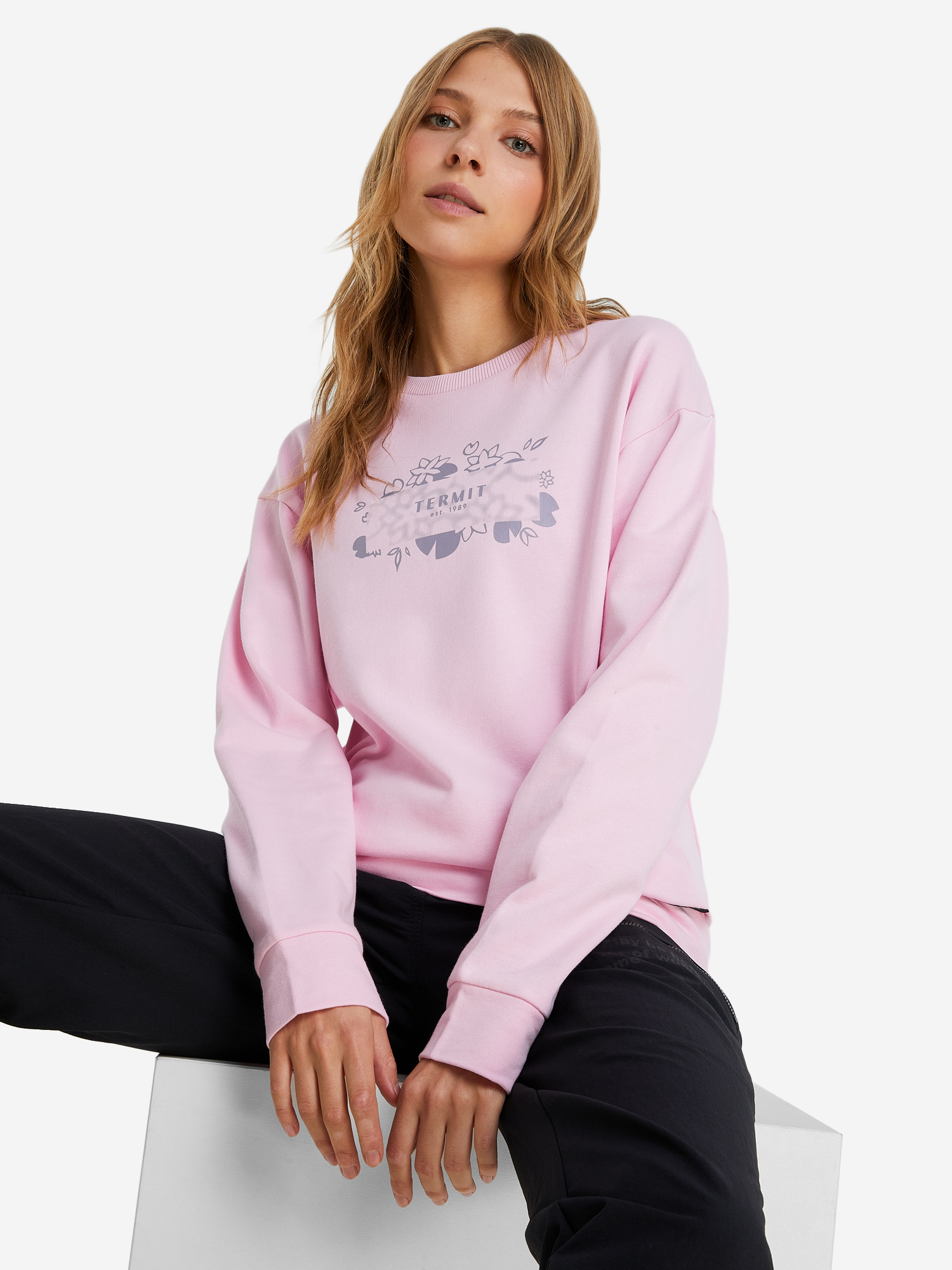 Свитшот женский Termit розовый цвет — купить за 3290 тг со скидкой 70 % в интернет-магазине ...
