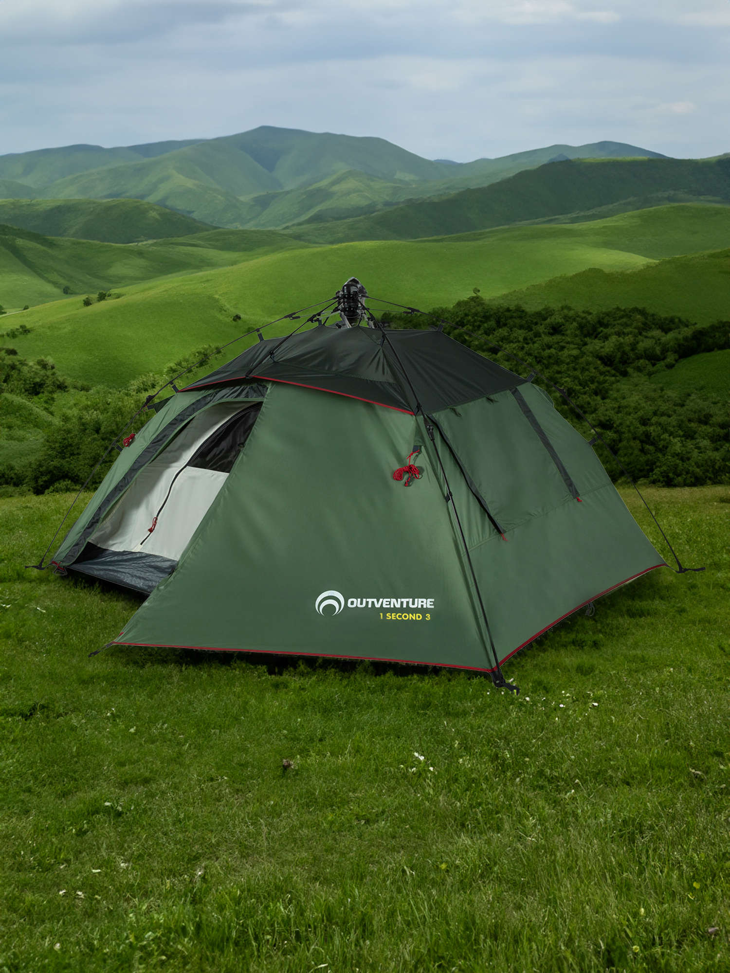 Палатка 3-местная Outventure 1 Second Tent 3 темно-зелёный цвет ...