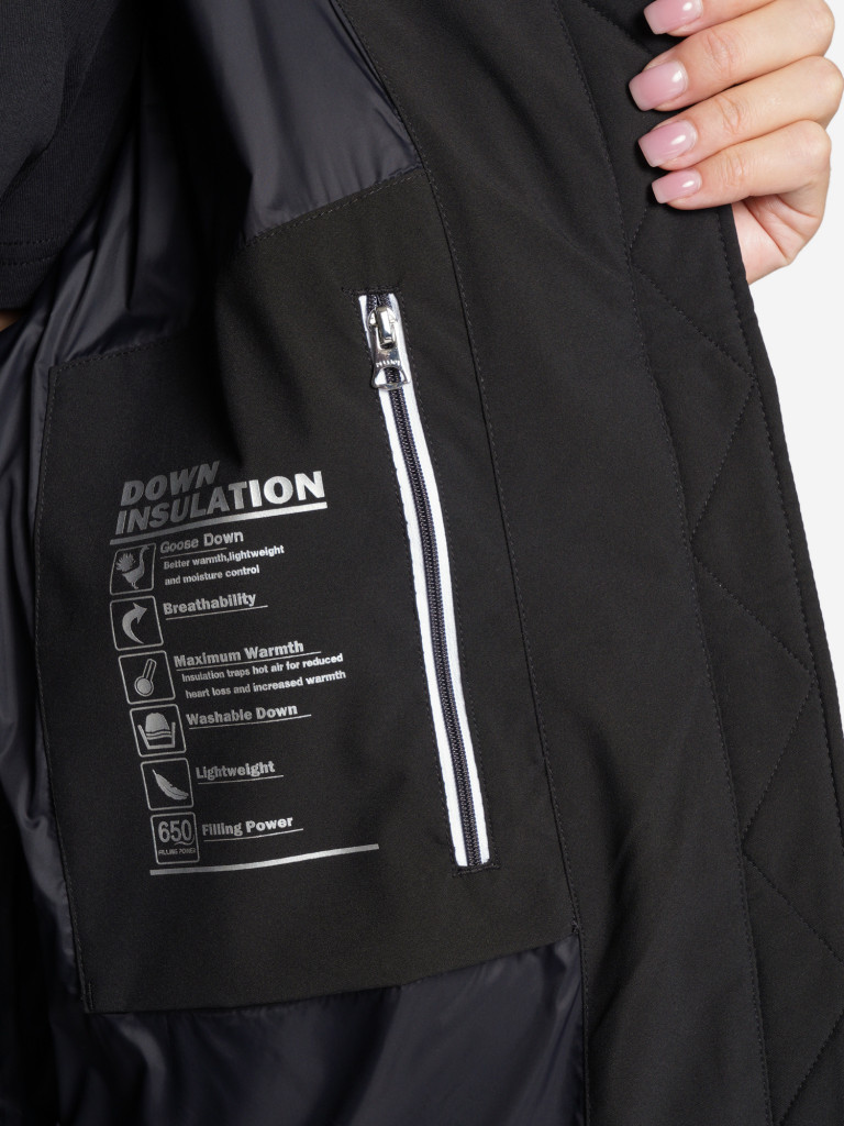 Пуховик женский Pelliot черный цвет — купить за 56240 тг со скидкой 50 % в интернет-магазине ...