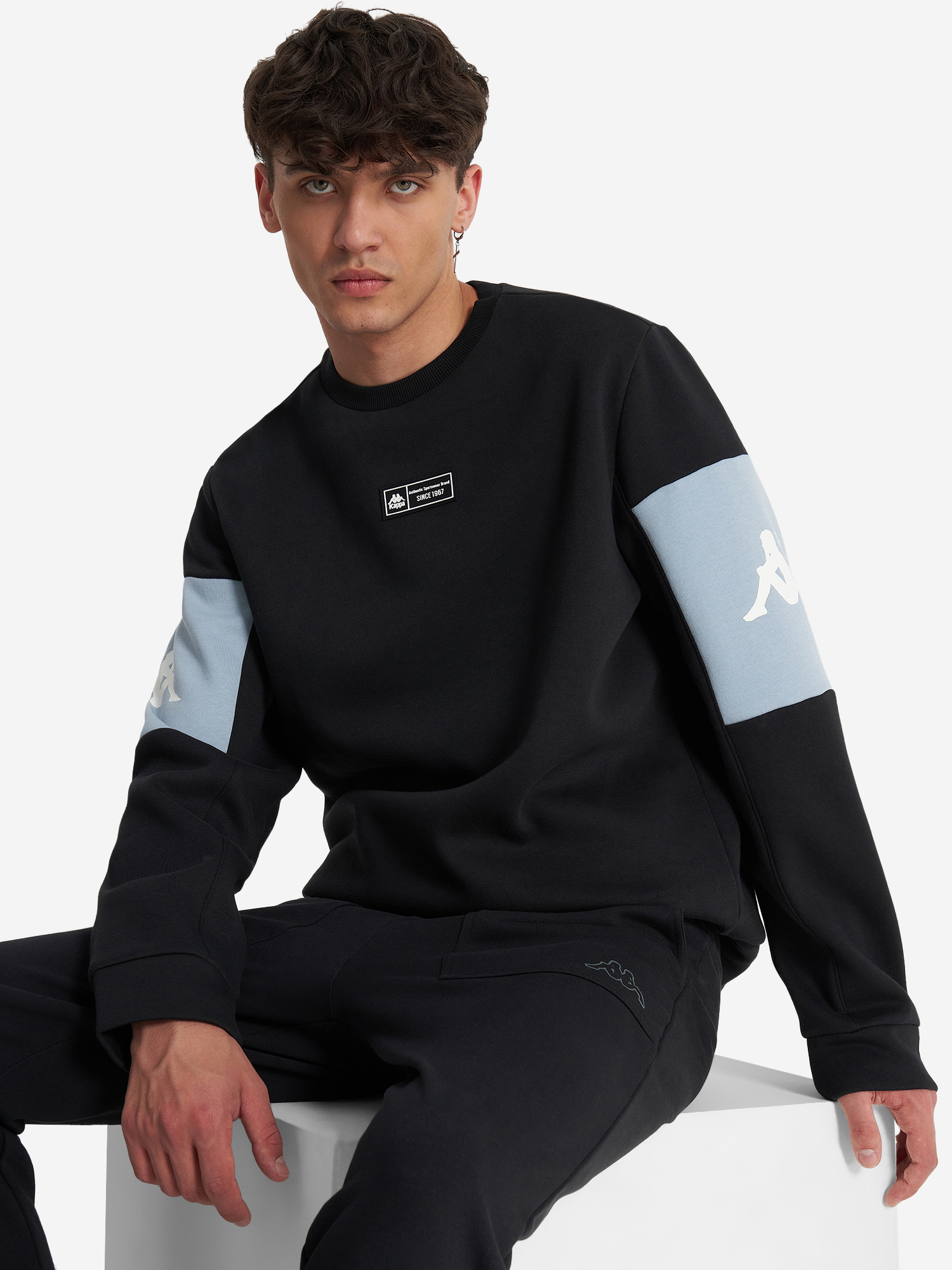 Свитшот мужской Kappa черный цвет — купить за 5990 тг со скидкой 70 % в интернет-магазине ...