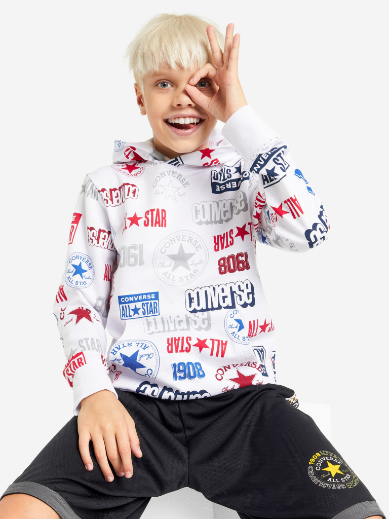 Худи для мальчиков Converse белый цвет — купить за 9490 тг. со скидкой ...